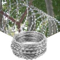 China Galvanized Stainless Steel 316 Single Loop Cross Concertina Flat Wrap Pack Straight Razor Barbed Blades Wire Mesh Fence Price for sale