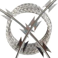 China Low Galvanized Stainless Steel BTO22 Single Cross Concertina Flat Blade Barbed Razor Wire Net Mesh Fencing Price for sale