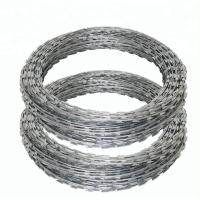 China BTO22 Single Cross Concertina Flat Wrap Straight Stainless Steel Hot Dip Galvanized Razor Wire Barbed Blade Mesh Fence Price for sale