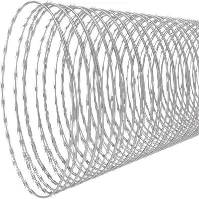 China Galvanized Stainless Steel BTO22 BTO-25 28 30 CBT 45 60 65 Single Cross Concertina Flat Expanded Razor Barbed Wire Fence Mesh for sale