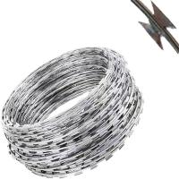 China Galvanized Stainless Steel BTO22 BTO-25 28 30 CBT 45 60 65 Single Cross Barbed Concertina Razor Wire Price Blade Mesh Fence for sale