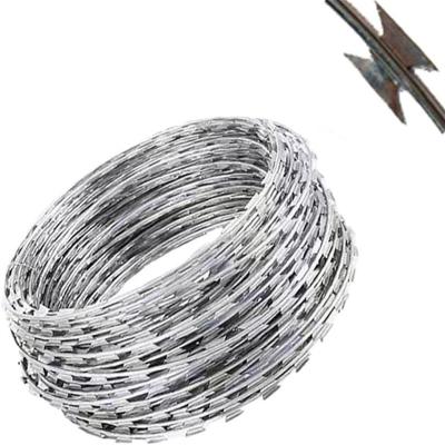 China Galvanized Stainless Steel BTO22 BTO-25 28 30 CBT 45 60 65 Single Cross Barbed Concertina Razor Wire Price Blade Mesh Fence for sale