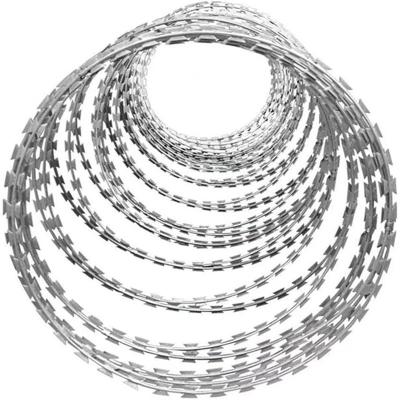 China 24 Years Factory Galvanized Stainless Steel BTO22 Single Loop Cross Concertina Thickness Razor Barbed Wire Blade Mesh Fence for sale