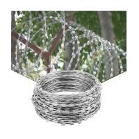 China Galvanized BTO22 Single Loop Cross Flat Wrap Barbed Concertina Razor Wire Blade Mesh Fence for sale