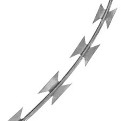 China Galvanized Stainless Steel Single Loop Cross Concertina Flat Blade Barbed Wire Roll - Razor Barbed Wire Fence for Out for sale