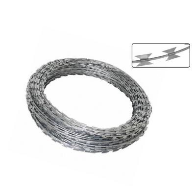 China Galvanized Stainless Steel SS Single Loop Cross Concertina Flat Blade Razor Barbed Wire Welded Wire Mesh Fence Price for sale