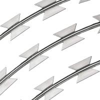 China Galvanized Stainless Steel BTO22 CBT 45 60 65 Single Loop Cross Concertina Flat Barbed Razor Wire Mesh Fence Anti Climb Spikes for sale