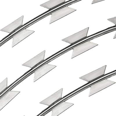 China Galvanized Stainless Steel BTO22 CBT 45 60 65 Single Loop Cross Concertina Flat Barbed Razor Wire Mesh Fence Anti Climb Spikes for sale
