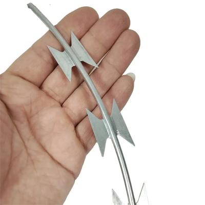 China Galvanized Stainless Steel BTO22 Single Loop Cross Concertina Flat Straight Modern Security Fencing Razor Barbed Wire Mesh Price for sale