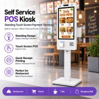 China 21.5 Inch Self-Service Ordering Kiosk with HD Camera, 80mm Thermal Printer & 1D 2D Scanner All in One Touch POS Terminal for Restaurant & Retail for sale