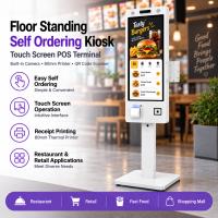 China 21.5 Inch Self-Service Ordering Kiosk with HD Camera, 80mm Thermal Printer & 1D 2D Scanner All in One Touch POS Terminal for Restaurant & Retail for sale