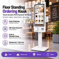China 21.5 Inch Self-Service Ordering Kiosk with HD Camera, 80mm Thermal Printer & 1D 2D Scanner All in One Touch POS Terminal for Restaurant & Retail for sale