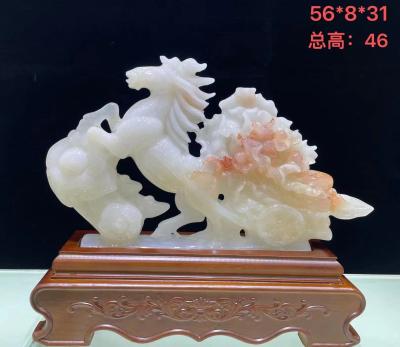 China Custom Wholesale Natural Jade hand carved for decoration Art Statues Horse Sculpture for sale