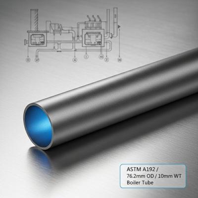 China ASTM A192 Carbon Steel Seamless Boiler Tube 76.2mm OD 10mm WT for Subcritical Power Plant for sale