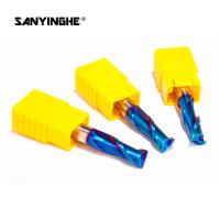 China 2 Flutes 3mm Flattened Carbide Square End Mill HRC65 Blue Nano Coating Flat Milling Cutter for sale