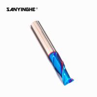China 2 Flutes 3mm Flattened Carbide Square End Mill HRC65 Blue Nano Coating Flat Milling Cutter for sale