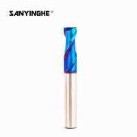 China 2 Flutes 3mm Flattened Carbide Square End Mill HRC65 Blue Nano Coating Flat Milling Cutter for sale