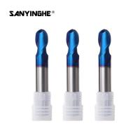 China Ball Nose Solid Carbide End Mills HRC65 Nano Coating 2 Flutes CNC Engraving Cutter for sale