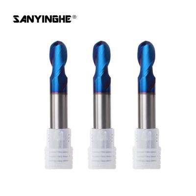 China Ball Nose Solid Carbide End Mills HRC65 Nano Coating 2 Flutes CNC Engraving Cutter for sale