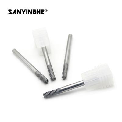 China HRC65 Corner Radius Carbide Ball End Mill For Steel 4 Flute R0.5 D12R1x35xD12x100L for sale