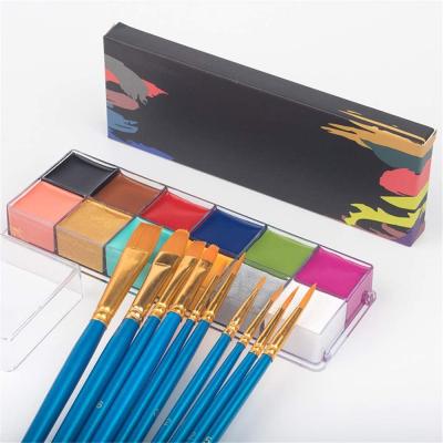 China 12 color face paint set with brush and gold dust party makeup for sale