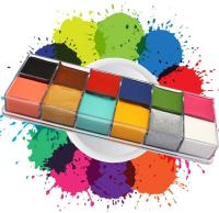 China 12 color face paint set with brush and gold dust party makeup for sale