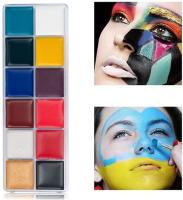 China Professional Face Paint Kit 12 Colors Halloween Body Paint Oil Based Party Fancy Make Up Non Toxic SFX Cosplay Makeup Palette for sale