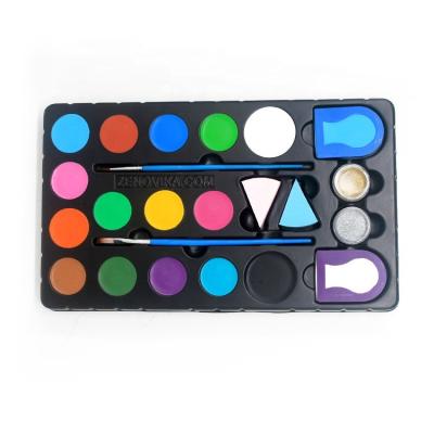 China Kids Face Paint Palette Kit with Stencil Non-Toxic Washable Party Makeup Set Safe to Sensitive Skin for sale
