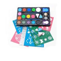China Kids Face Paint Palette Kit with Stencil Non-Toxic Washable Party Makeup Set Safe to Sensitive Skin for sale