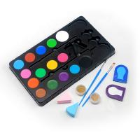 China Kids Face Paint Palette Kit with Stencil Non-Toxic Washable Party Makeup Set Safe to Sensitive Skin for sale