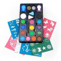 China Kids Face Paint Palette Kit with Stencil Non-Toxic Washable Party Makeup Set Safe to Sensitive Skin for sale