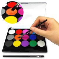 China Halloween 15 Colors Paint Face Body Non Toxic Hypoallergenic Safe Facepaints with 2 Brushes for sale