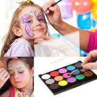 China Halloween 15 Colors Paint Face Body Non Toxic Hypoallergenic Safe Facepaints with 2 Brushes for sale