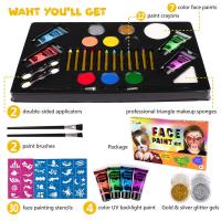 China Makeup Body Art Painting Face Paint Pallet with UV Paint,Crayon,Brush,Stencils for sale