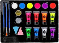 China Wholesale Glow In The Dark Art Female Body Face Painting Kit Professional with UV paint, Brushes for sale