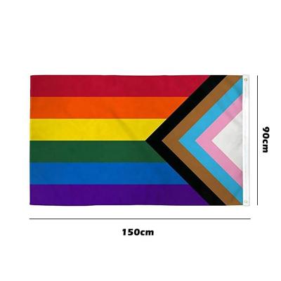 China Flag LGBT Progress Gay Pride Rainbow Banner 3*5 ft Canvas Header and Double Stitched for sale