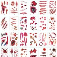China Halloween Waterproof Body Scar Tattoo Stickers Water Transfer Temporary for Zombie Cosplay and Masquerade Party for sale