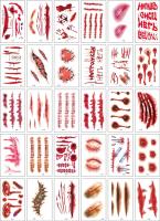 China Halloween Waterproof Body Scar Tattoo Stickers Water Transfer Temporary for Zombie Cosplay and Masquerade Party for sale