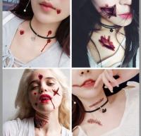 China Halloween Waterproof Body Scar Tattoo Stickers Water Transfer Temporary for Zombie Cosplay and Masquerade Party for sale