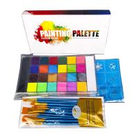 China 26 Color Body Face Painting Palette Halloween Paint Cosplay SFX Makeup Kit with 10 Brushes Stencil for sale