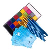 China 26 Color Body Face Painting Palette Halloween Paint Cosplay SFX Makeup Kit with 10 Brushes Stencil for sale
