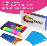 China 26 Color Oil Based Art Female Body Face Painting with 10 Brushes 5 Stencils 2 Metallic for Halloween Masquerade for sale