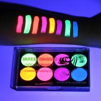 China 8 Color Neon Christmas UV Glow Face Paint Palette Luminous Body Paint Water Based Black Light Make-Up for sale