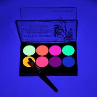 China 8 Color Neon Christmas UV Glow Face Paint Palette Luminous Body Paint Water Based Black Light Make-Up for sale