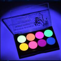 China 8 Color Neon Christmas UV Glow Face Paint Palette Luminous Body Paint Water Based Black Light Make-Up for sale