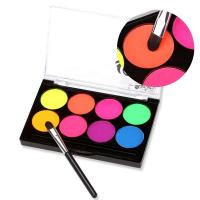 China 8 Color Neon Christmas UV Glow Face Paint Palette Luminous Body Paint Water Based Black Light Make-Up for sale
