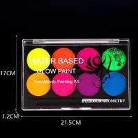 China 8 Color Neon Christmas UV Glow Face Paint Palette Luminous Body Paint Water Based Black Light Make-Up for sale