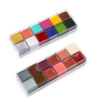 China Custom 12 Color Halloween Kids Face Paint Kit Palletes Makeup Cosplay Party Flash Tattoo Body Paint for sale