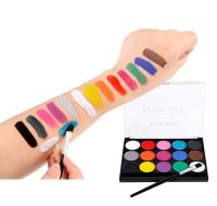 China 15 Colors Halloween Cosplay Face Makeup Palette Washable Water Activated Body Face Paint Kit with Two Brush for Kids and Adults for sale