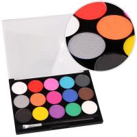 China 15 Colors Halloween Cosplay Face Makeup Palette Washable Water Activated Body Face Paint Kit with Two Brush for Kids and Adults for sale